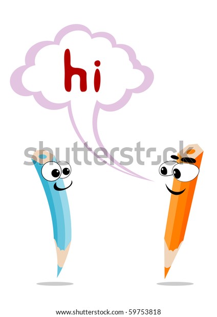 Vector Illustration Talking Color Crayons Stock Vector (Royalty Free ...