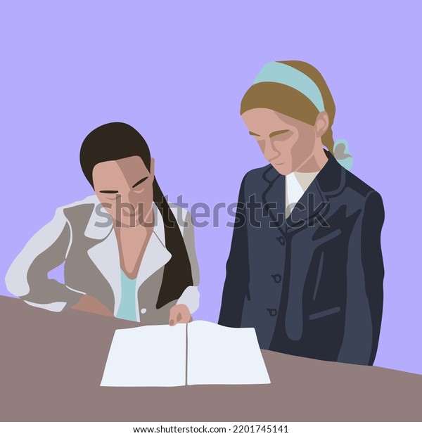 Vector Illustration Teacher Student Teacher Checks Stock Vector ...