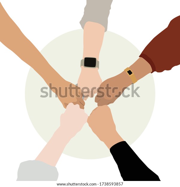 Vector Illustration Teams Hands Stock Vector (Royalty Free) 1738593857 ...