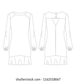 Vector Illustration Technical Sketch Drawing Women Stock Vector ...