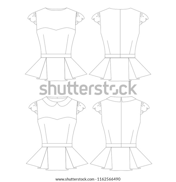 Vector Illustration Technical Sketch Drawing Women Stock Vector ...