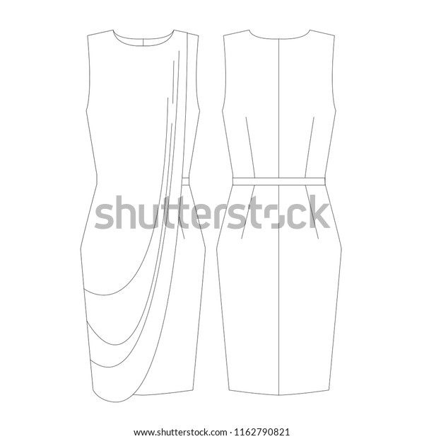 Vector Illustration Technical Sketch Drawing Women Stock Vector ...