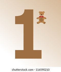 Vector Illustration Teddy Number 1 Stock Vector (Royalty Free ...
