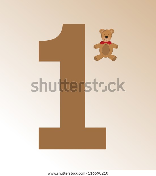 Vector Illustration Teddy Number 1 Stock Vector (Royalty Free ...