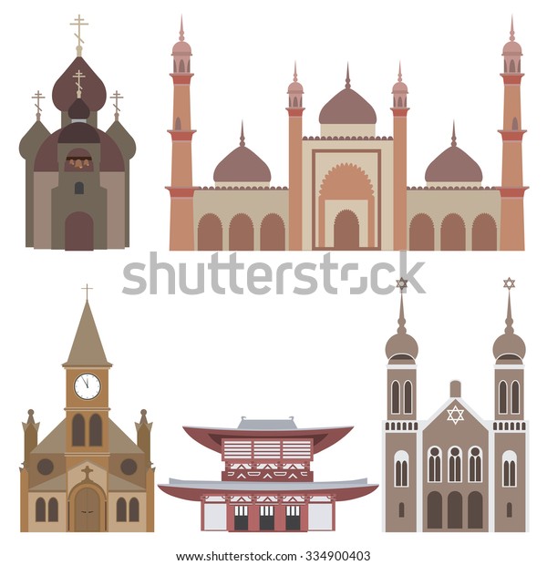 Vector Illustration Temples Symbols Most Popular Stock Vector (Royalty ...