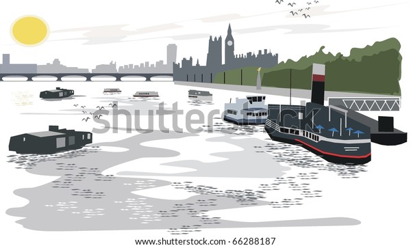 Vector Illustration Thames River London Stock Vector (Royalty Free ...