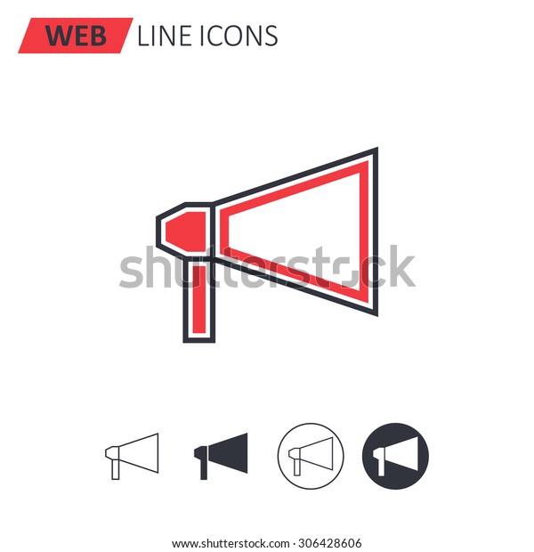 Vector Illustration Thin Line Bullhorn Icon: vector de stock (libre de ...