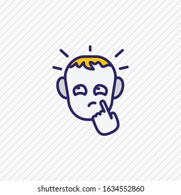 Vector Illustration Thoughtful Icon Colored Line Stock Vector (Royalty ...