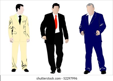 Vector Illustration Three Businessmen Under White Stock Vector (Royalty ...