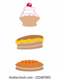 Vector Illustration Three Cakes Stock Vector (Royalty Free) 232487005 ...