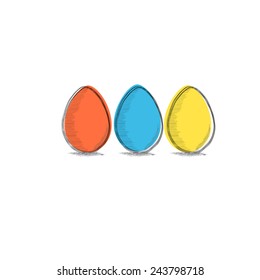 Vector Illustration Three Colors Eggs Doodle Stock Vector (Royalty Free ...