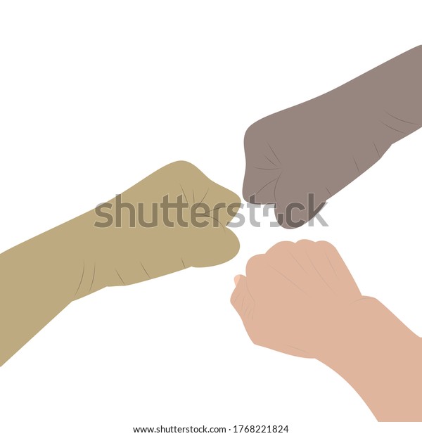 Vector Illustration Three Fists Closing One Stock Vector (Royalty Free ...