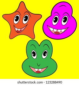 Vector Illustration Three Happy Faces Stock Vector (Royalty Free ...