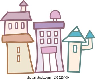 Vector Illustration Three Houses Stock Vector (Royalty Free) 138328400