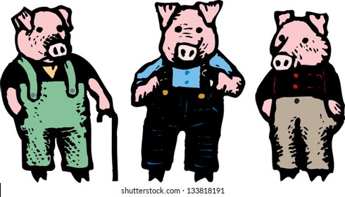 Vector Illustration Three Little Pigs Stock Vector (Royalty Free ...