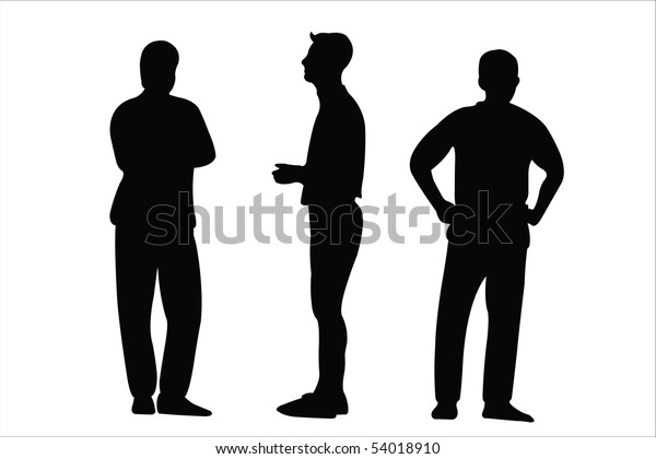 Vector Illustration Three Men Silhouettes Under Stock Vector (Royalty ...