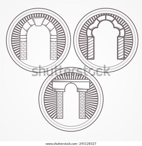Vector Illustration Three Types Brick Arch Stock Vector (Royalty Free ...