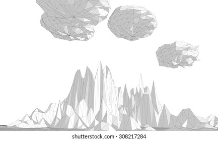 Vector Illustration Threedimensional Wireframe Landscape Abstract Stock ...
