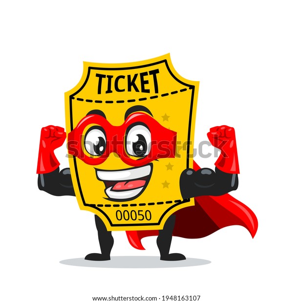 Vector Illustration Ticket Mascot Character Wearing Stock Vector ...