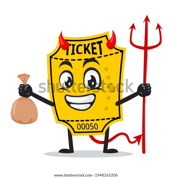 Vector Illustration Ticket Mascot Character Wearing Stock Vector ...