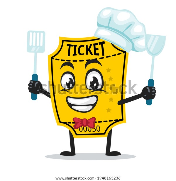 Vector Illustration Ticket Mascot Character Wearing 库存矢量图（免版税 ...