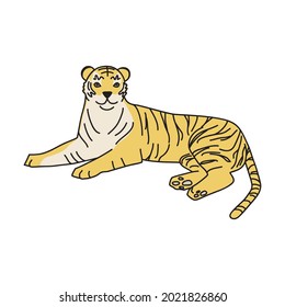 Vector Illustration Tiger Lying Down Stock Vector (Royalty Free ...