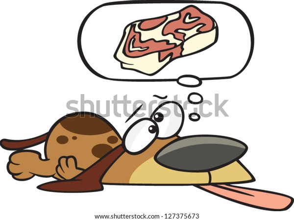 Vector Illustration Tired Cartoon Dog Dreaming Stock Vector (Royalty ...