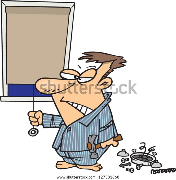 Vector Illustration Tired Cartoon Man Smashed Stock Vector (Royalty ...