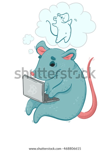 Vector Illustration Tired Sick Mouse That Stock Vector (Royalty Free ...