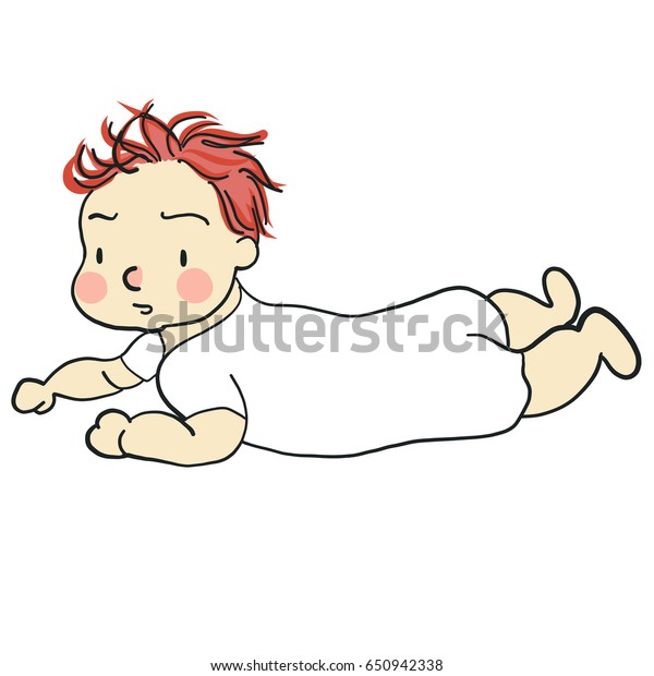 Vector Illustration Toddler Prone Position Family 스톡 벡터(로열티 프리 ...