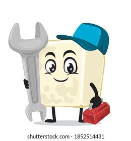 Vector Illustration Tofu Mascot Character Wearing Stock Vector (Royalty ...