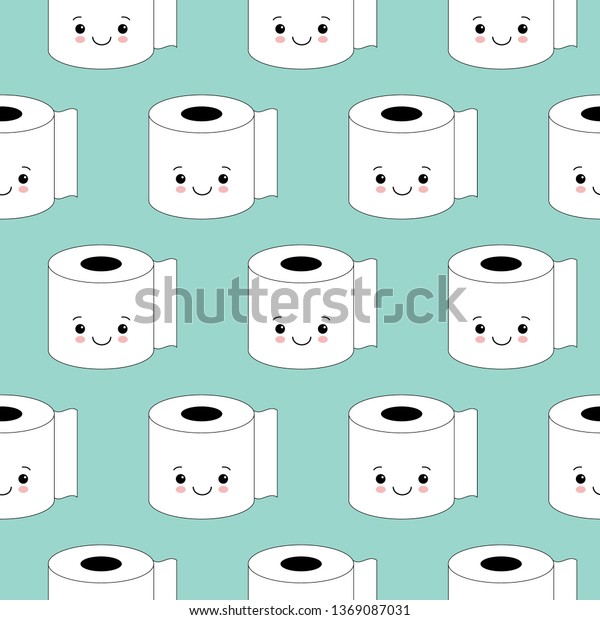 Vector Illustration Toilet Paper Seamless Pattern Stock Vector Royalty