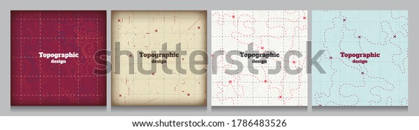 Vector Illustration Topographic Cover Concept Set Stock Vector (Royalty ...