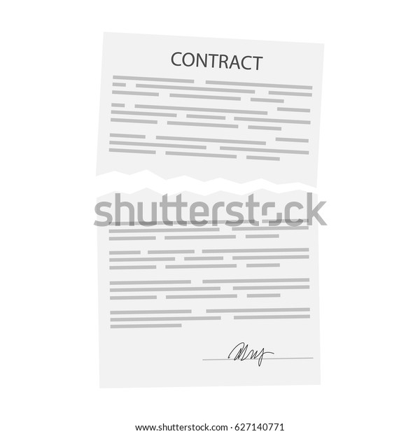 Vector Illustration Torn Terminated Business Contract Stock Vector ...