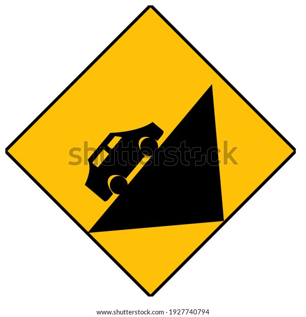 Vector Illustration Traffic Incline Sign Black Stock Vector (Royalty ...