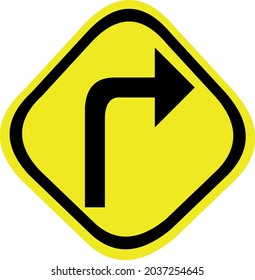 Vector Illustration Traffic Sign Turn Right Stock Vector (Royalty Free ...