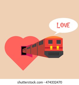 Vector Illustration Train Heart Love: vector de stock (libre de ...