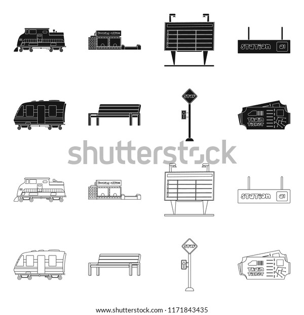 Vector Illustration Train Station Sign Collection Stock Vector (Royalty ...