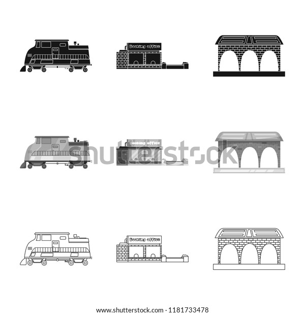 Vector Illustration Train Station Sign Collection Stock Vector (Royalty ...