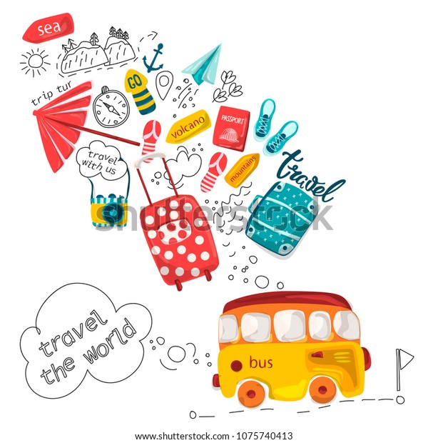 Vector Illustration Travel Comic Planning Summer Stock Vector (Royalty ...