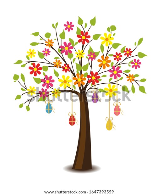 Vector Illustration Tree Flowers Floral Decoration Stock Vector ...
