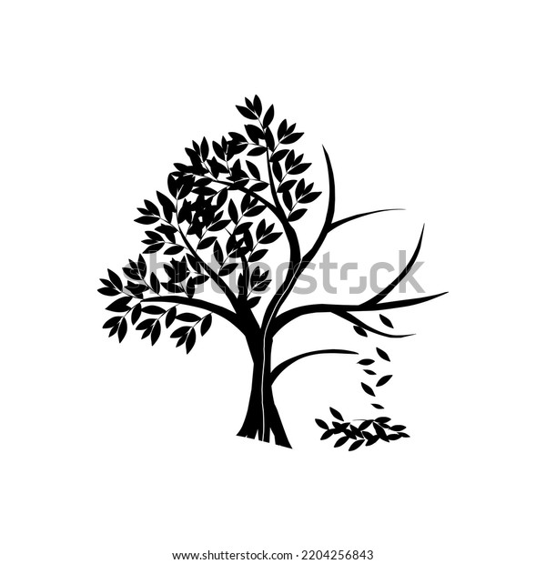 Vector Illustration Tree Half Dead Withered Stock Vector (Royalty Free ...