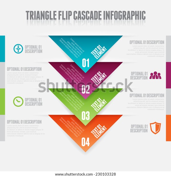 Vector Illustration Triangle Flip Cascade Infographic 스톡 벡터(로열티 프리 ...