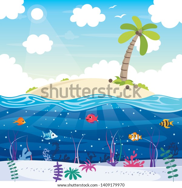 Vector Illustration Tropical Island Stock Vector (Royalty Free ...