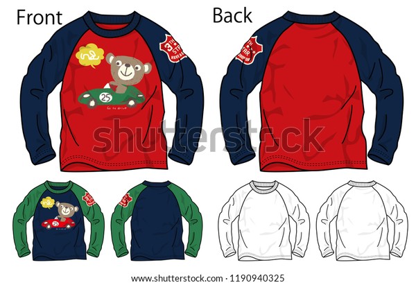 Vector Illustration Tshirt Child Front Back Stock Vector (Royalty Free ...