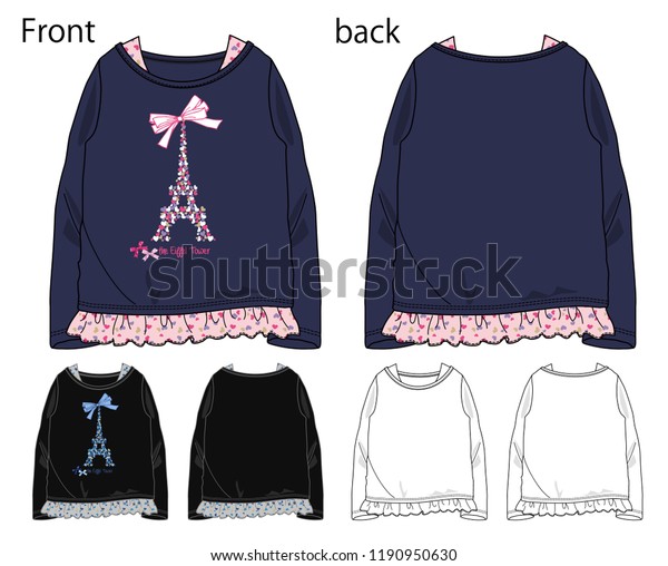 Vector Illustration Tshirt Child Front Back Stock Vector (Royalty Free ...