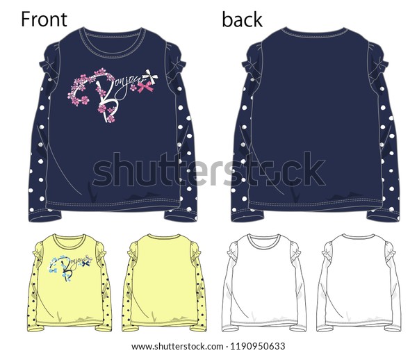 Vector Illustration Tshirt Child Front Back Stock Vector (Royalty Free ...