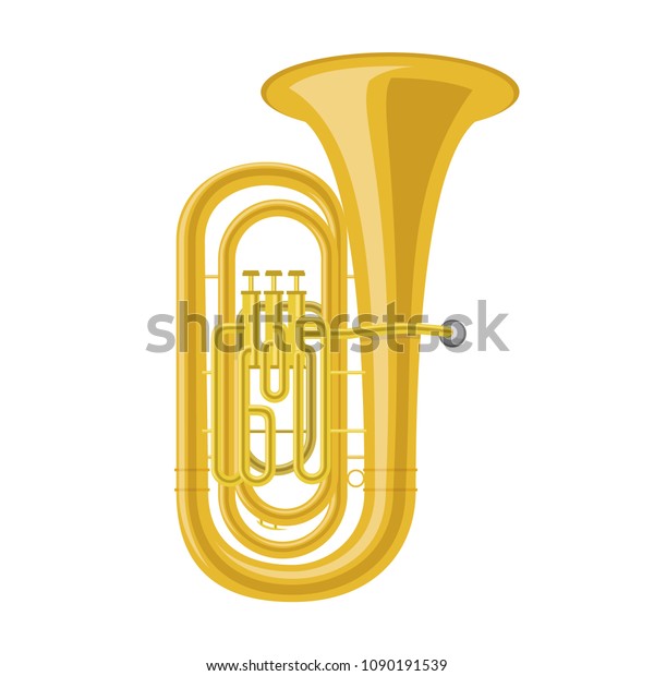 Vector illustration of a tuba in cartoon style isolated on white background