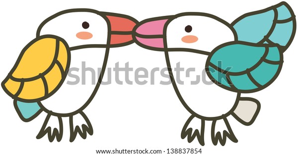 Vector Illustration Two Birds Kissing Stock Vector (Royalty Free ...