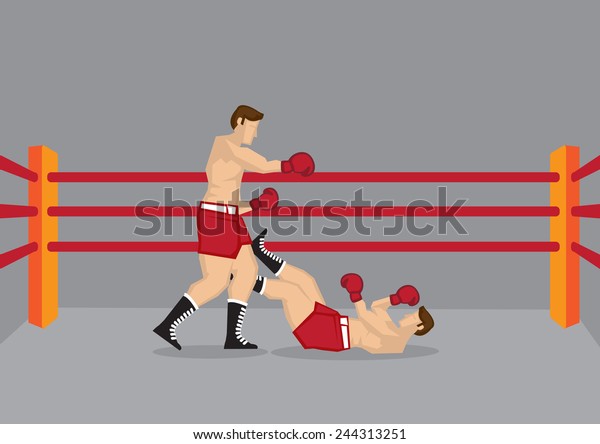Vector Illustration Two Boxers Boxing Ring Stock Vector (Royalty Free ...